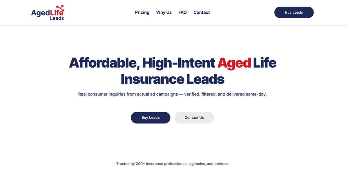 Buy Affordable Aged Life Insurance Leads Online Fast